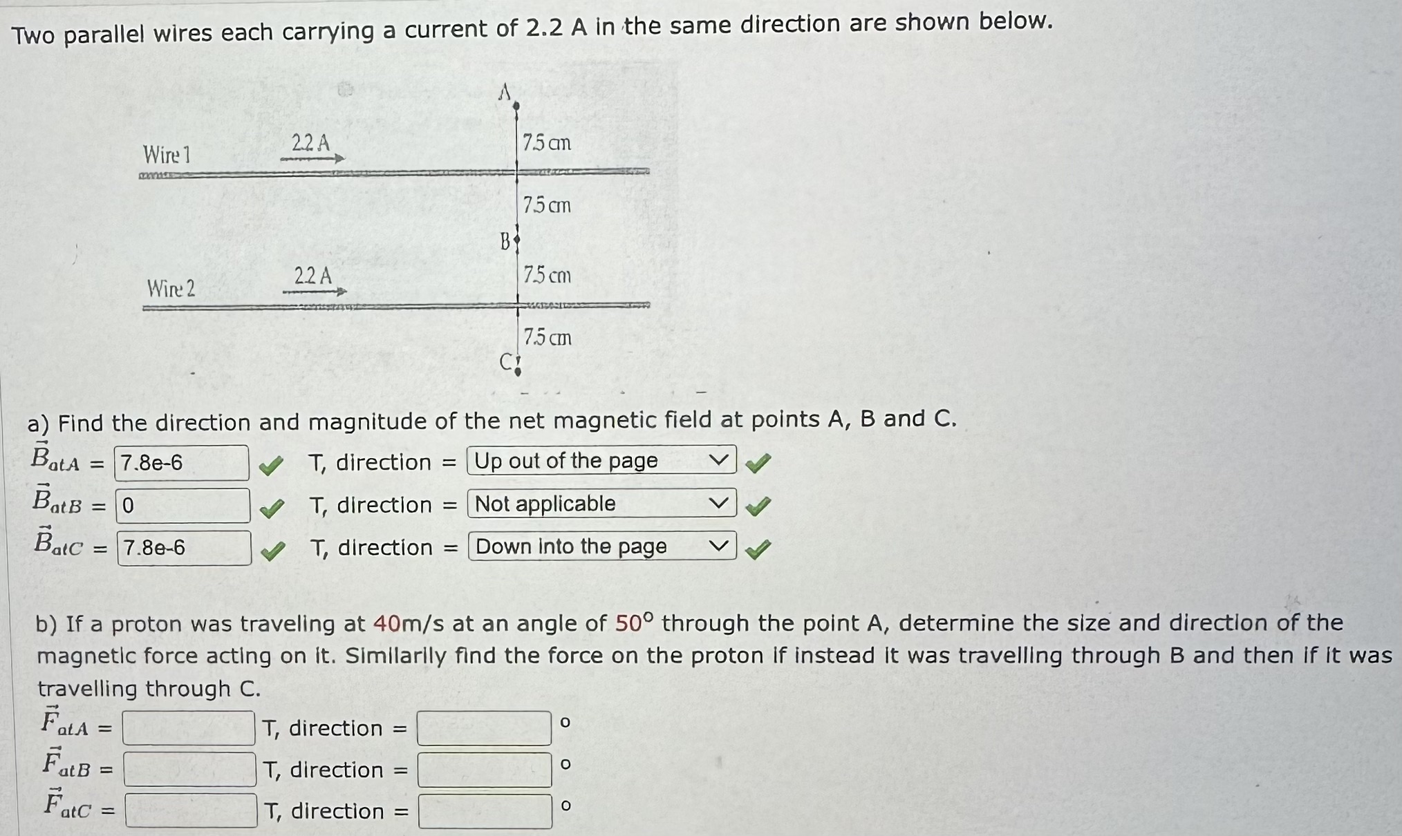 Two parallel wires each carrying a current | Chegg.com