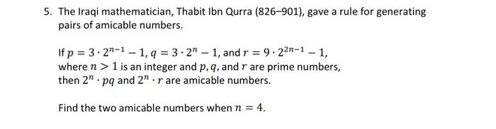 Solved 5. The Iraqi mathematician, Thabit Ibn Qurra | Chegg.com