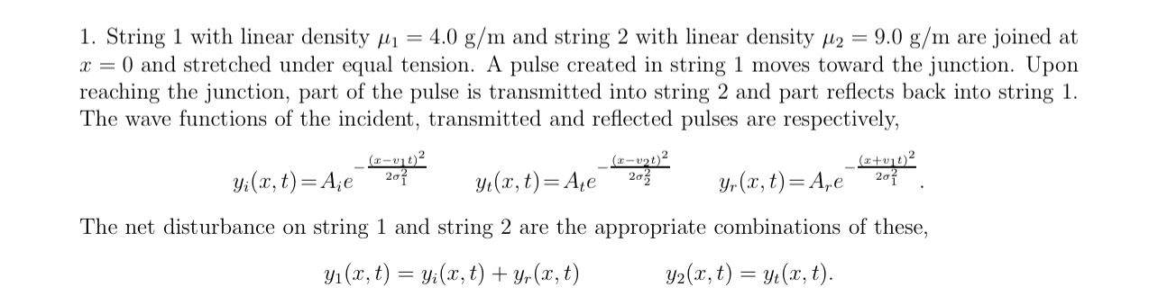 Solved String 1 ﻿with linear density μ1=4.0gm ﻿and string 2 | Chegg.com