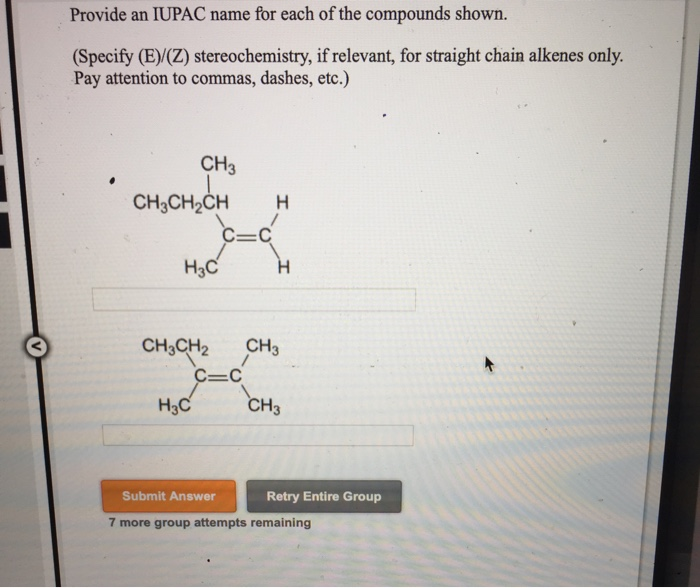 Solved Provide an IUPAC name for each of the compounds | Chegg.com