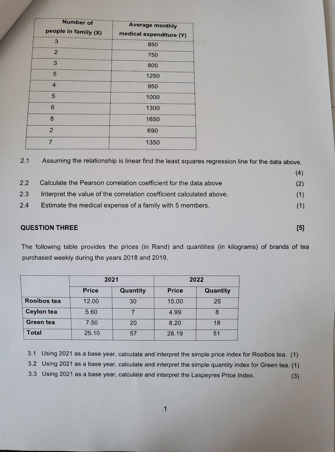 Solved 2.1 Assuming the relationship is linear find the | Chegg.com