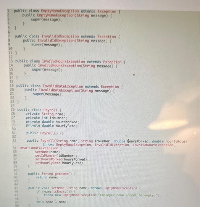 Solved I need a main class for this program using try and | Chegg.com