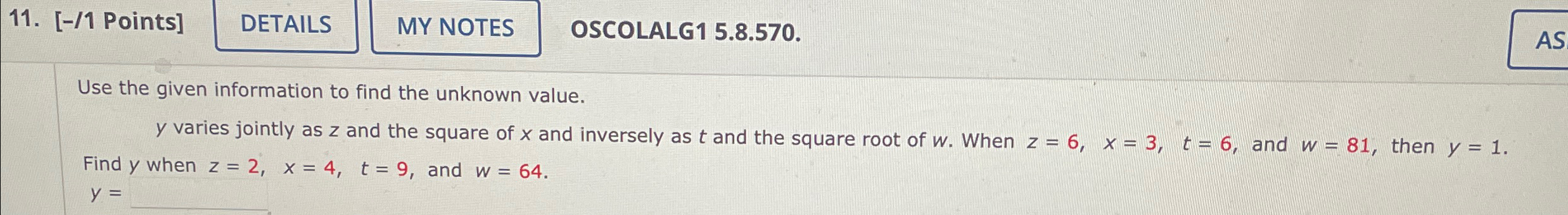 Solved [-/1 ﻿Points]OSCOLALG1 5.8.570.Use the given | Chegg.com