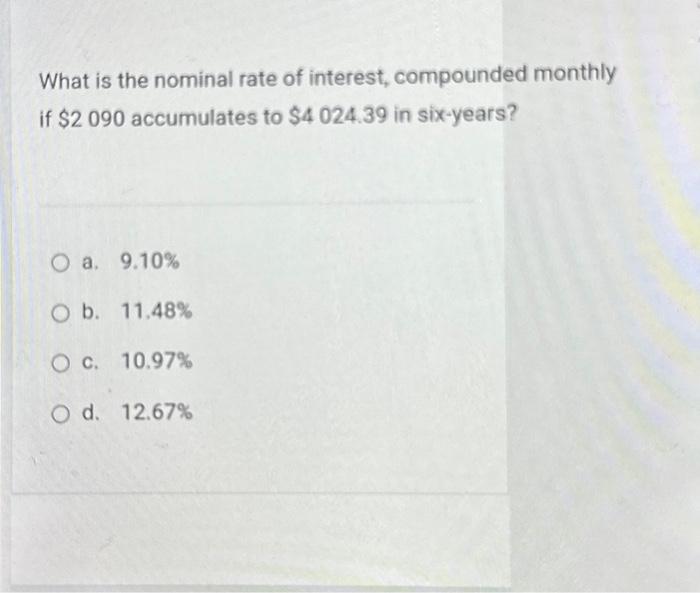 Solved What is the nominal rate of interest, compounded | Chegg.com