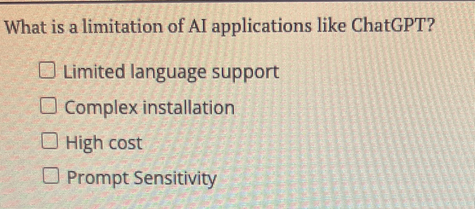 Solved What is a limitation of AI applications like | Chegg.com