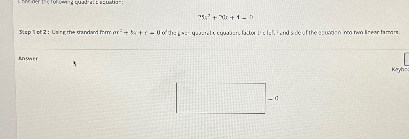 Solved Consider the following quadratic | Chegg.com