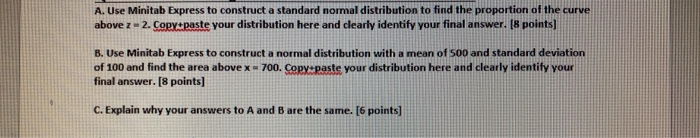 Solved A. Use Minitab Express to construct a standard normal | Chegg.com