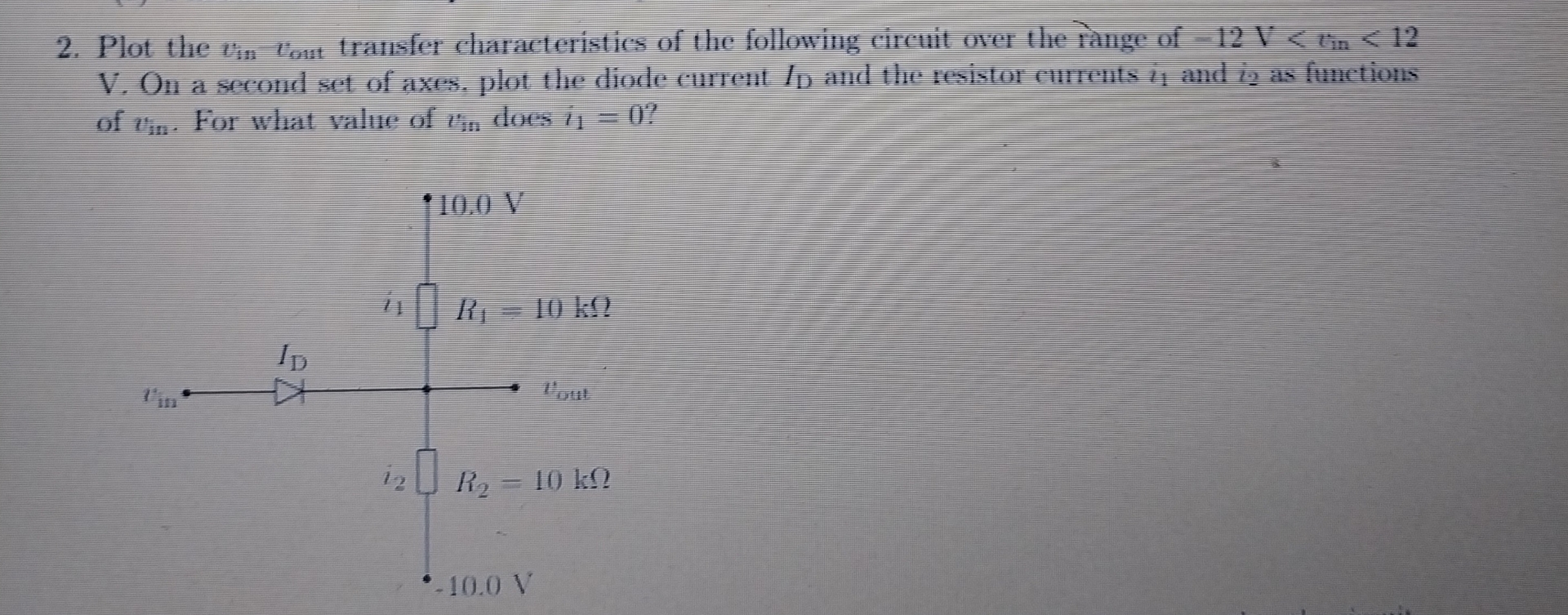 Solved V. ﻿On a second set of axes, plot the diode current | Chegg.com