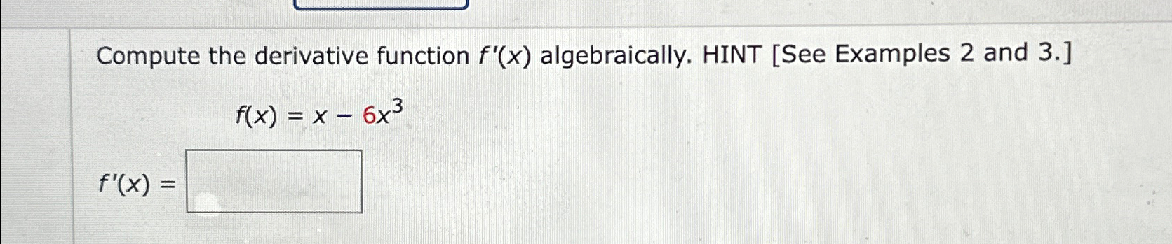 Solved Compute the derivative function f'(x) ﻿algebraically. | Chegg.com