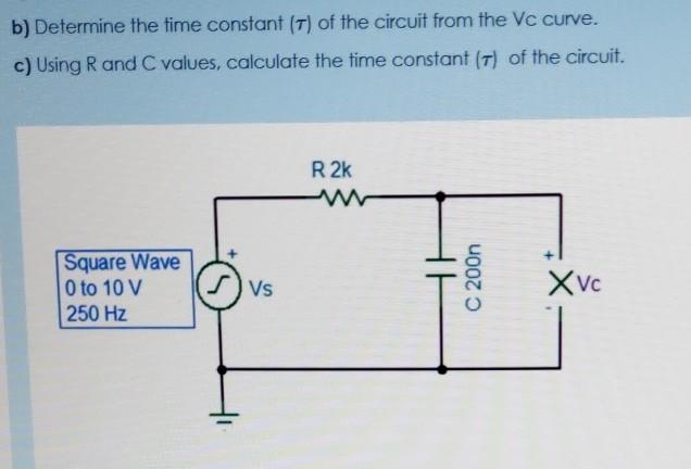 Solved b) Determine the time constant (T) of the circuit | Chegg.com