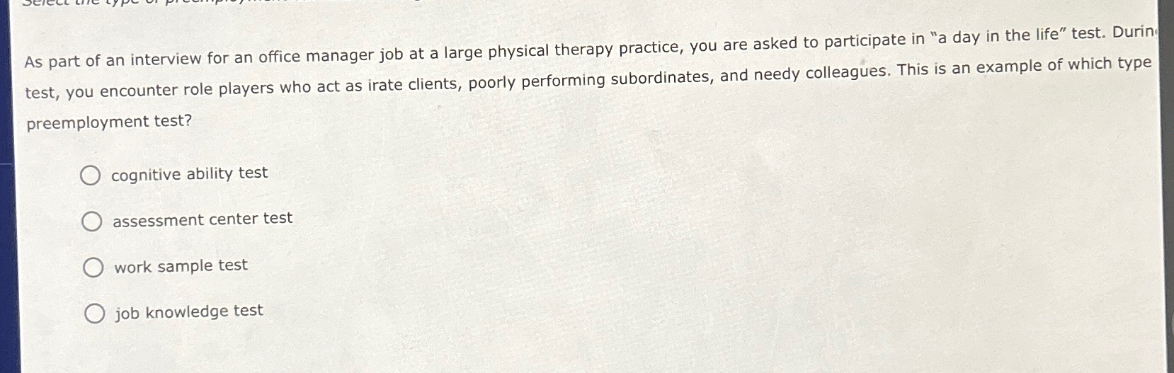 Solved As part of an interview for an office manager job at | Chegg.com