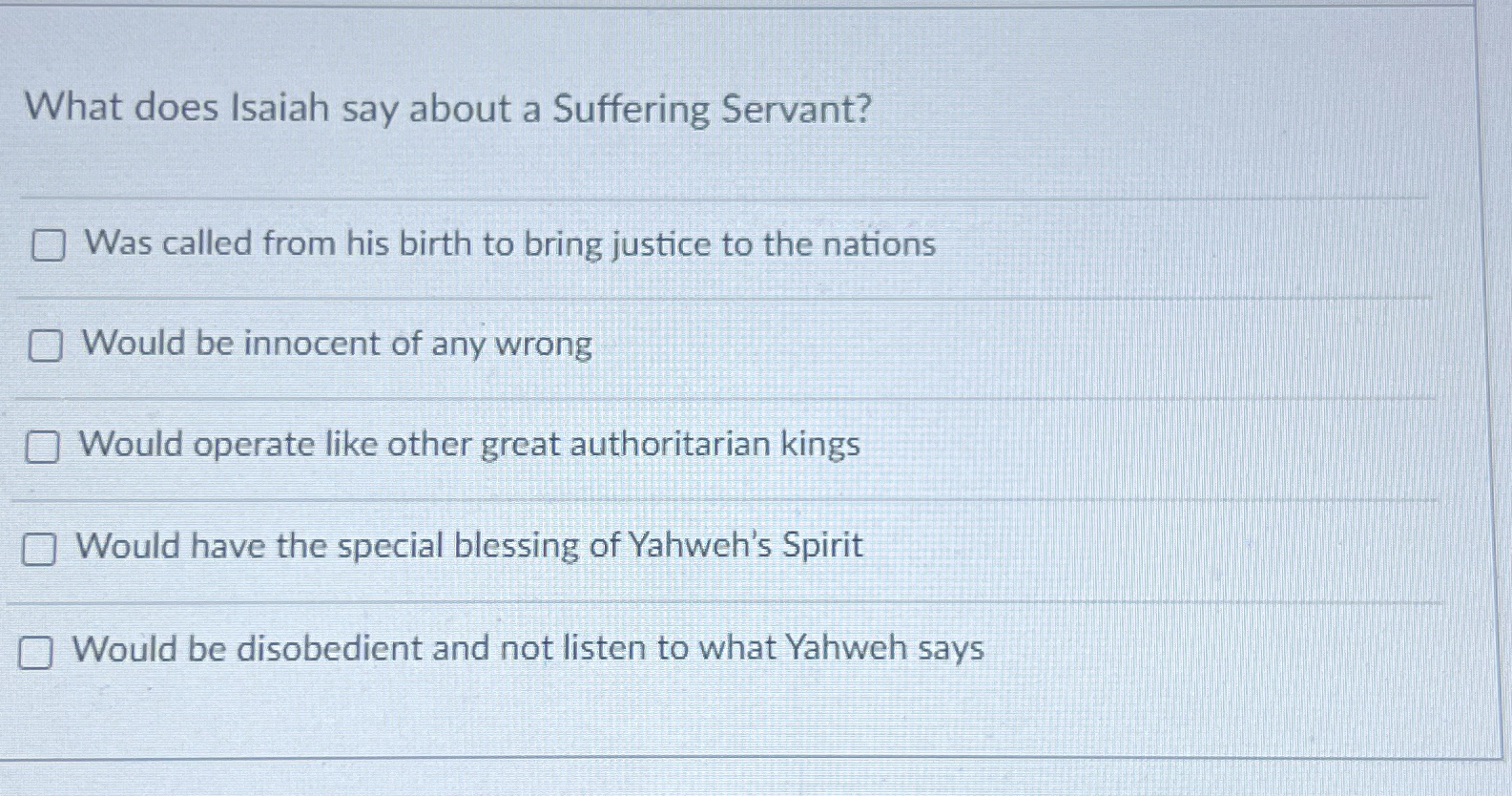 Solved What does Isaiah say about a Suffering Servant?Was | Chegg.com