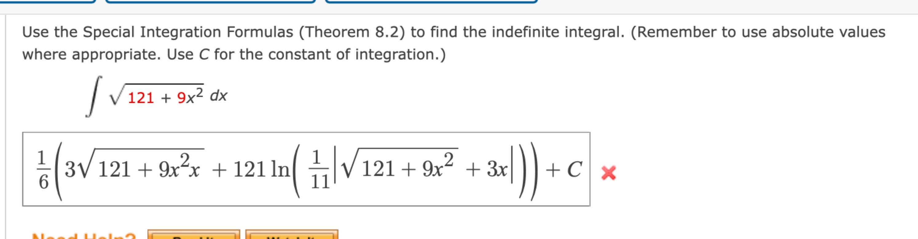 Solved Use the Special Integration Formulas (Theorem 8.2) | Chegg.com