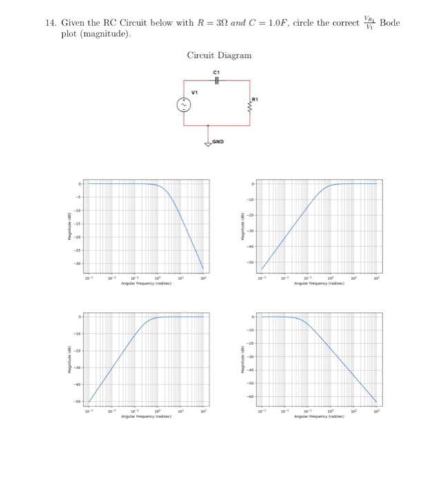 Solved 14. Given the RC Circuit below with R=3Ω and C=1.0F, | Chegg.com