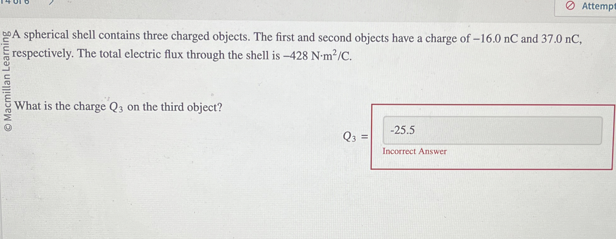 Solved A spherical shell contains three charged objects. The | Chegg.com
