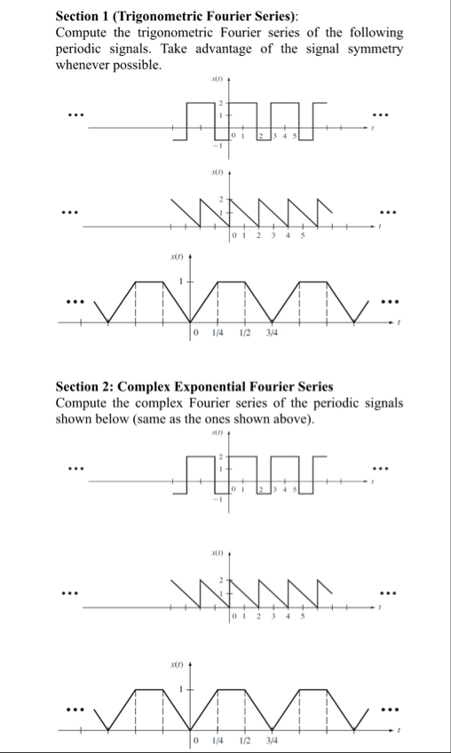 Section 1 (Trigonometric Fourier Series):Compute the | Chegg.com