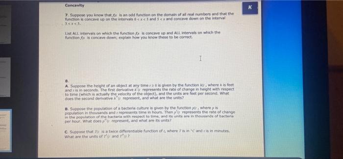 Solved к Calculus AB Assignment Concavity 5. Use the graph | Chegg.com
