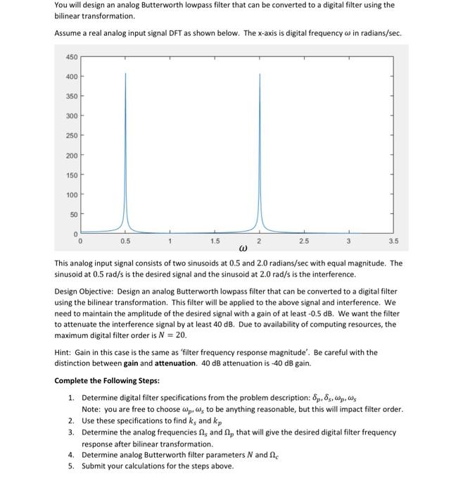 Solved You will design an analog Butterworth lowpass filter | Chegg.com