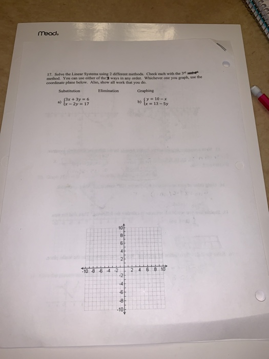 Solved mood. 17. Solve the Linear Systems using 2 different | Chegg.com