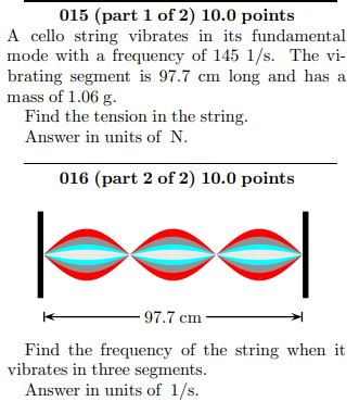 Solved 015 (part 1 ﻿of 2) 10.0 ﻿pointsA cello string | Chegg.com