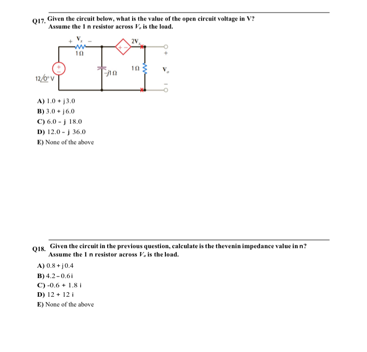 Solved Q17. ﻿Given the circuit below, what is the value of | Chegg.com