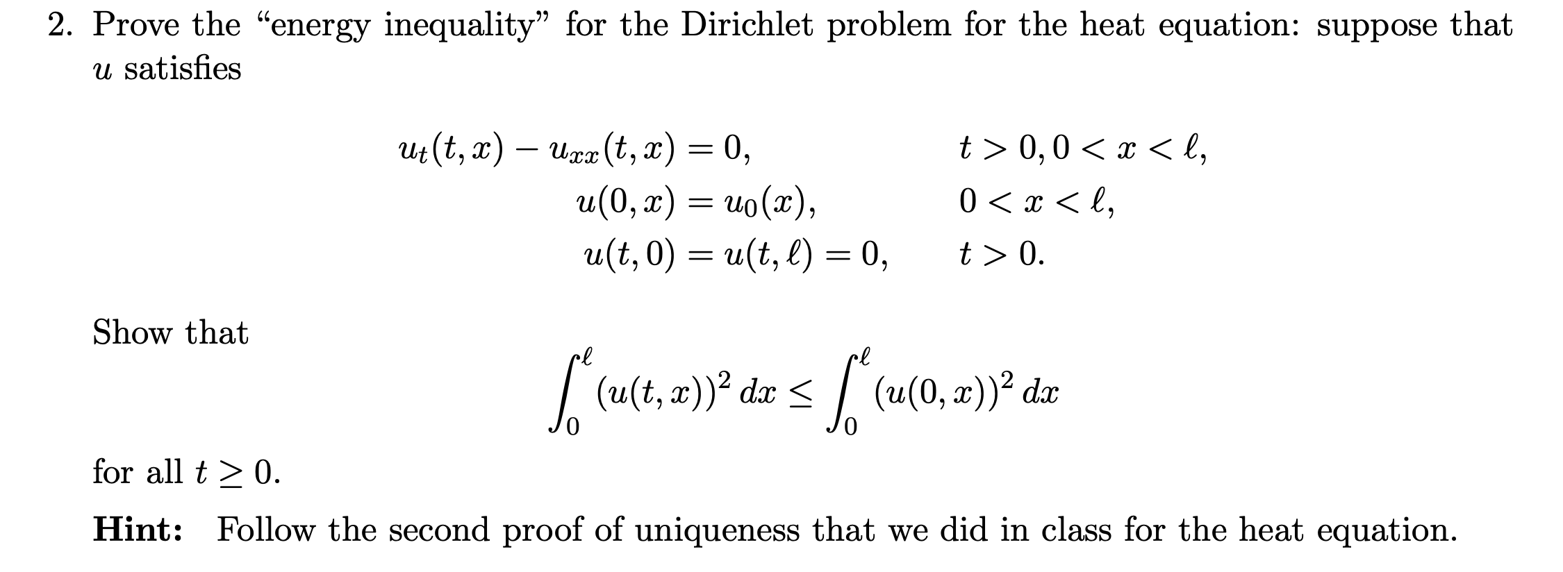 Solved Prove The Energy Inequality For The Dirichlet