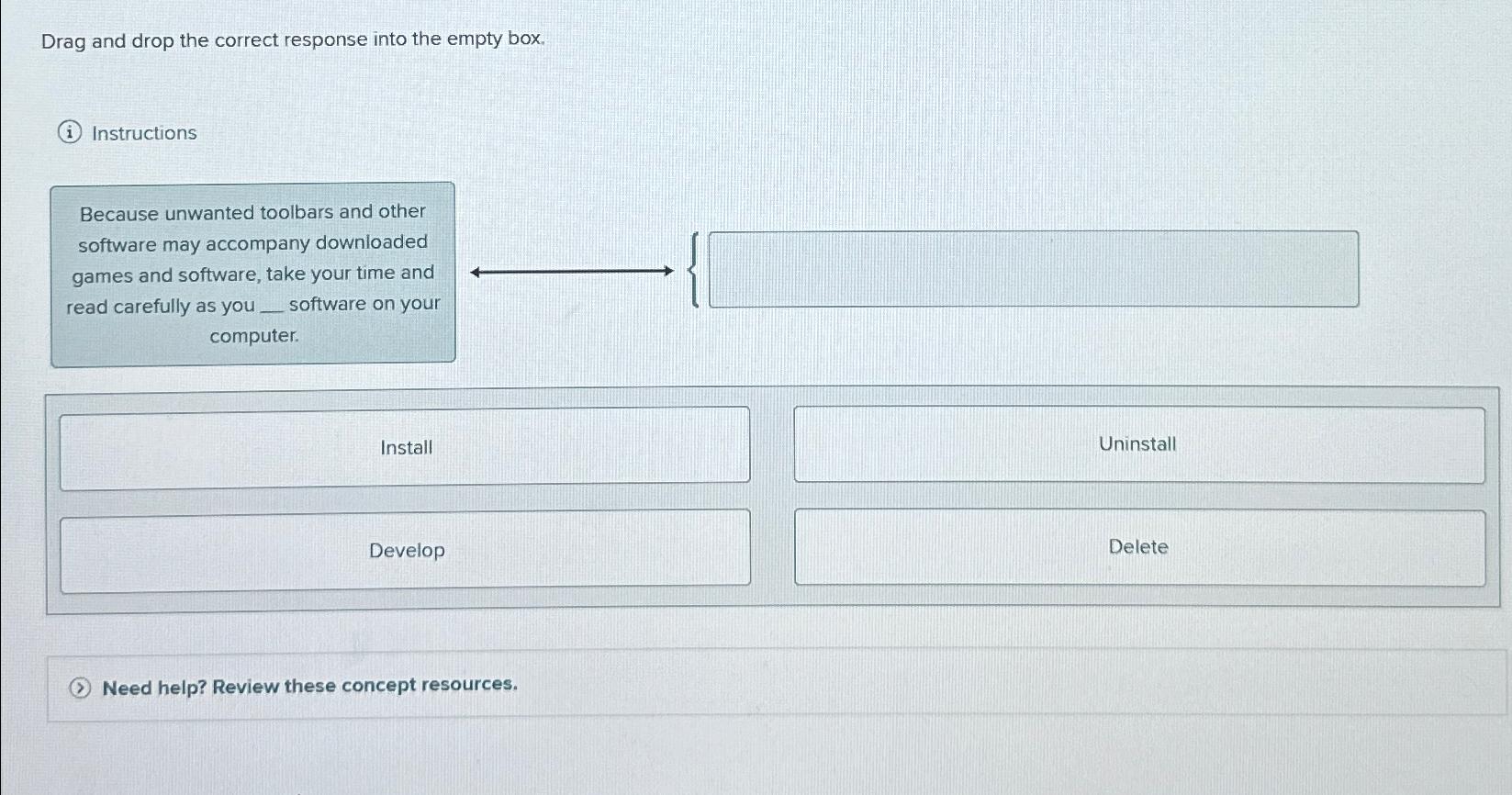Solved Drag and drop the correct response into the empty | Chegg.com