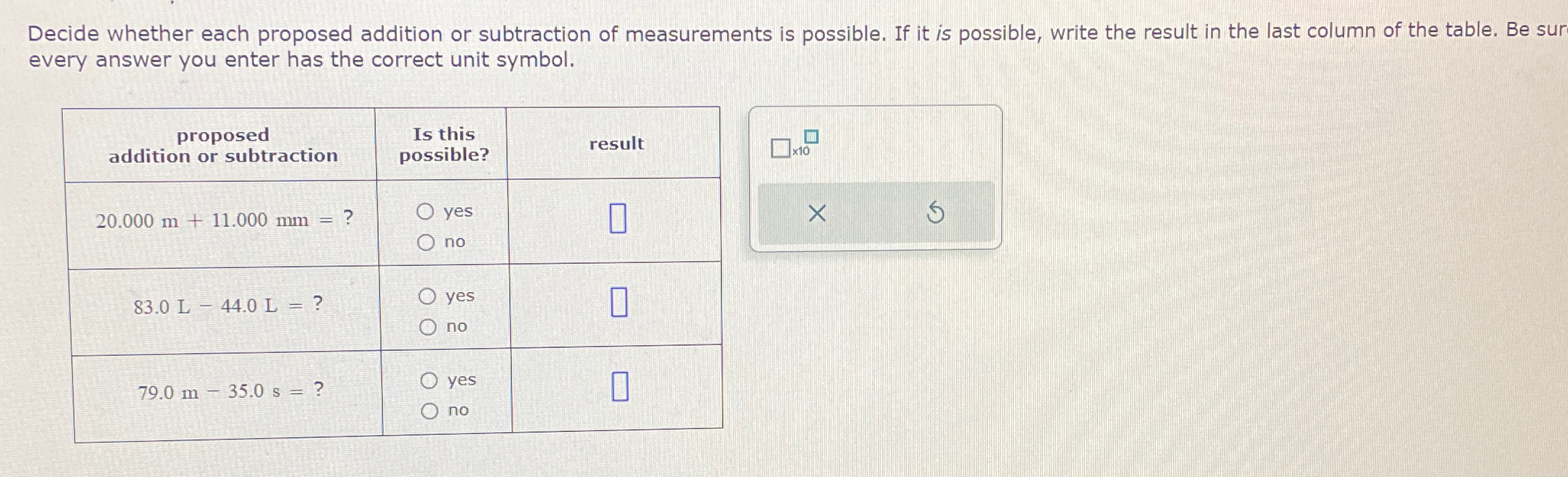 Solved Decide whether each proposed addition or subtraction | Chegg.com