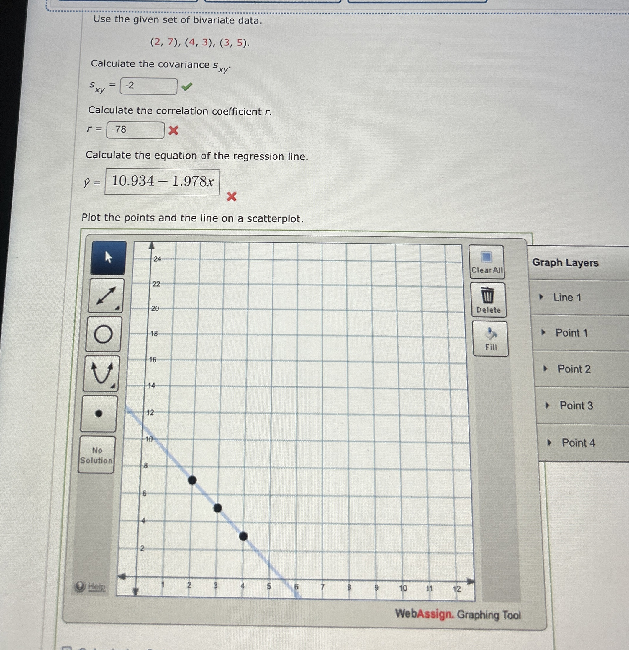 Solved Use the given set of bivariate | Chegg.com