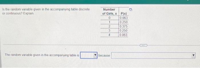 Solved Is the random vartable given in the accompanying | Chegg.com