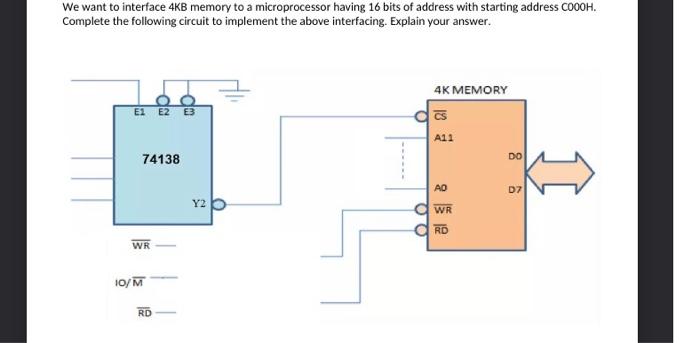 We want to interface 4KB memory to a microprocessor | Chegg.com