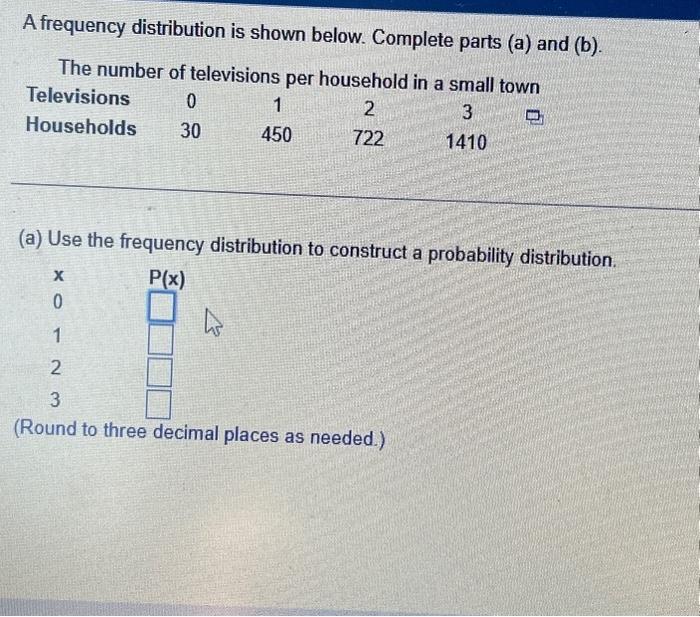 Solved A frequency distribution is shown below. Complete | Chegg.com