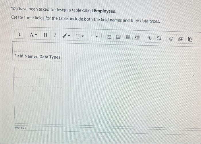 Solved You have been asked to design a table called | Chegg.com