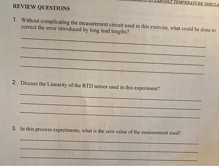 Solved TEMPERATURE SIMULA REVIEW QUESTIONS 1. Without | Chegg.com