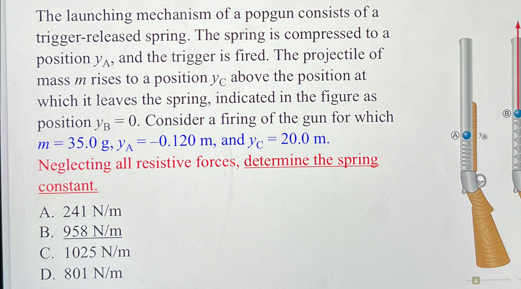 Solved The launching mechanism of a popgun consists of a | Chegg.com