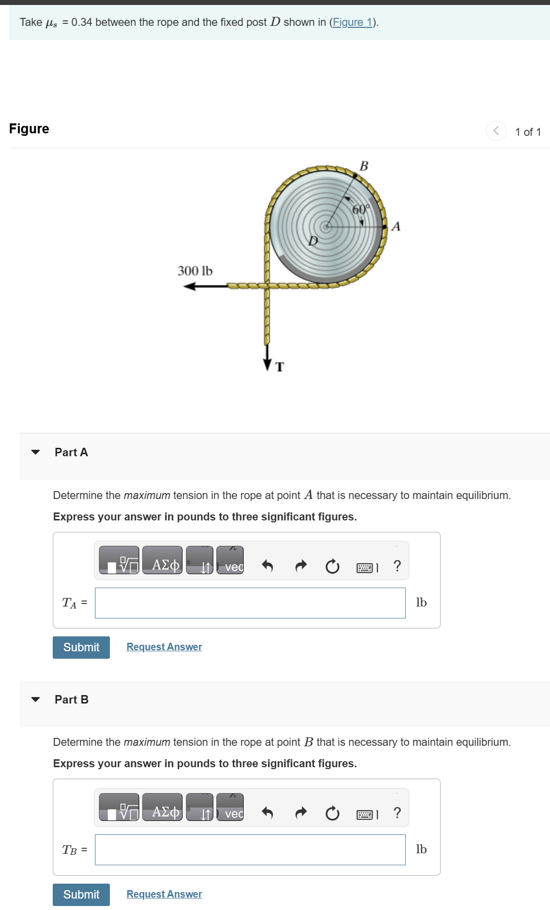 Solved Figure Part A Determine the maximum tension in the | Chegg.com