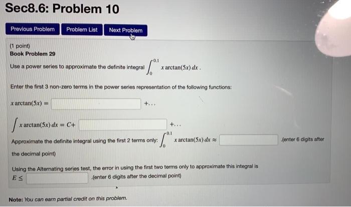 Solved Sec8.6: Problem 3 Previous Problem Problem List Next, | Chegg.com