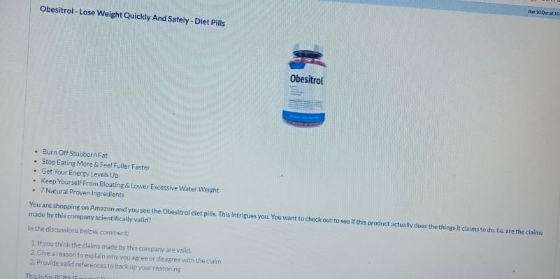 Solved Obesitrol - Lose Weight Quickly And Safely - Diet | Chegg.com