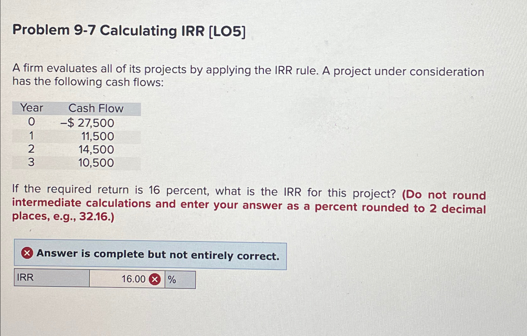 Solved Problem 9-7 ﻿Calculating IRR [LO5]A firm evaluates | Chegg.com