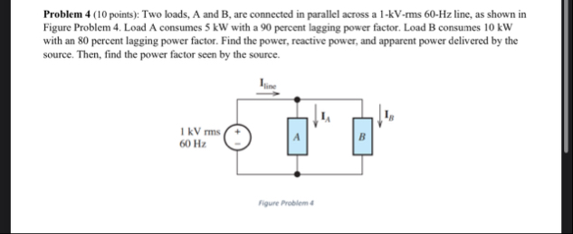 Solved Problem 4 ( 10 ﻿points): Two loads, A and B , ﻿are | Chegg.com