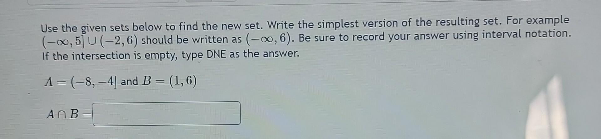 Solved Use the given sets below to find the new set. Write | Chegg.com