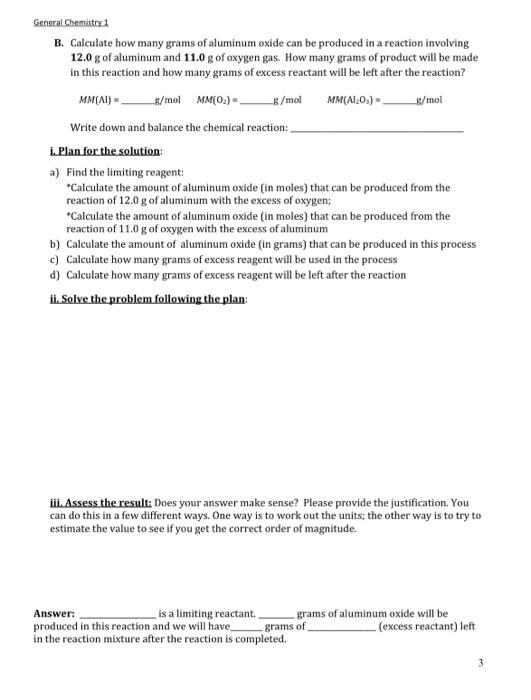 Solved General Chemistry 1 Workshop 10: Stoichiometry and | Chegg.com