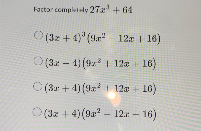 Solved Factor completely 1−81x4 | Chegg.com