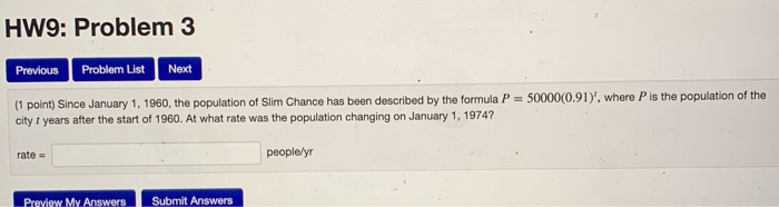 Solved HW9: Problem 3 Previous Problem List Next (1 point) | Chegg.com