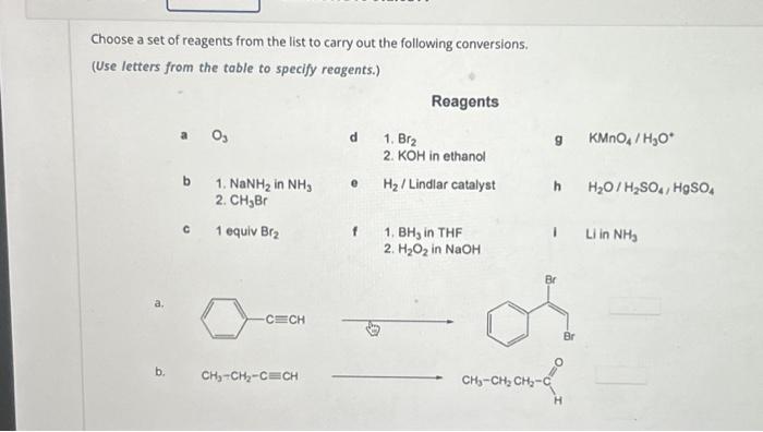 Solved Identify reagents by letter from the reagents table | Chegg.com