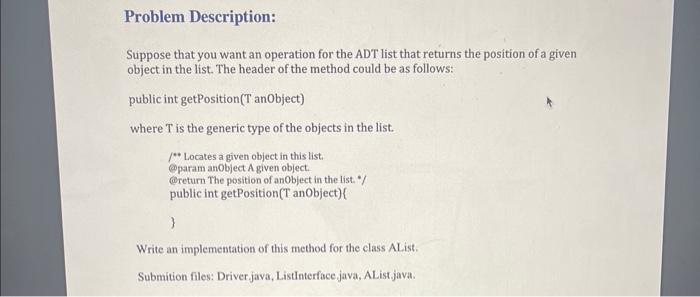 Solved Problem Description: Suppose that you want an | Chegg.com