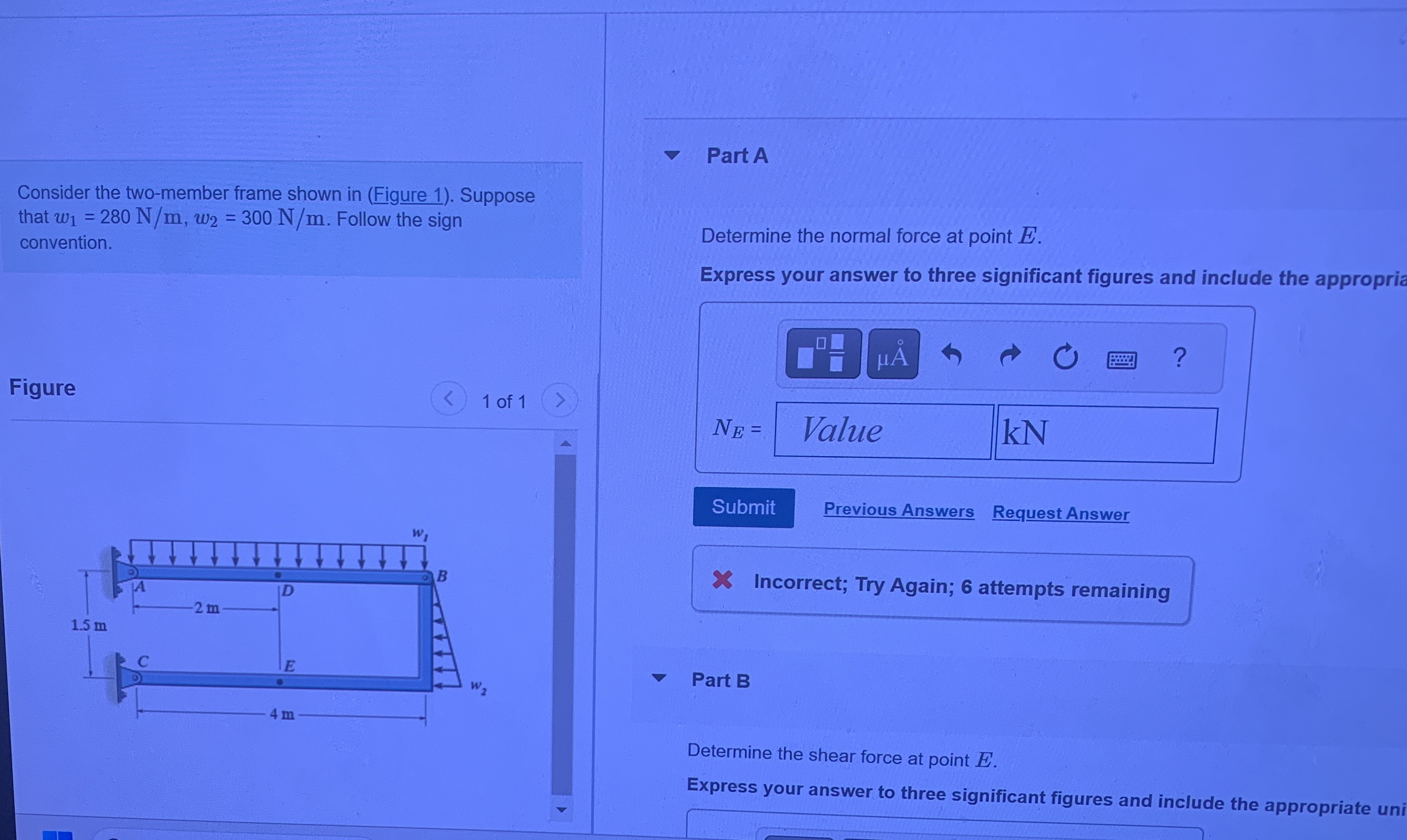 Solved Consider the two-member frame shown in (Figure 1). | Chegg.com