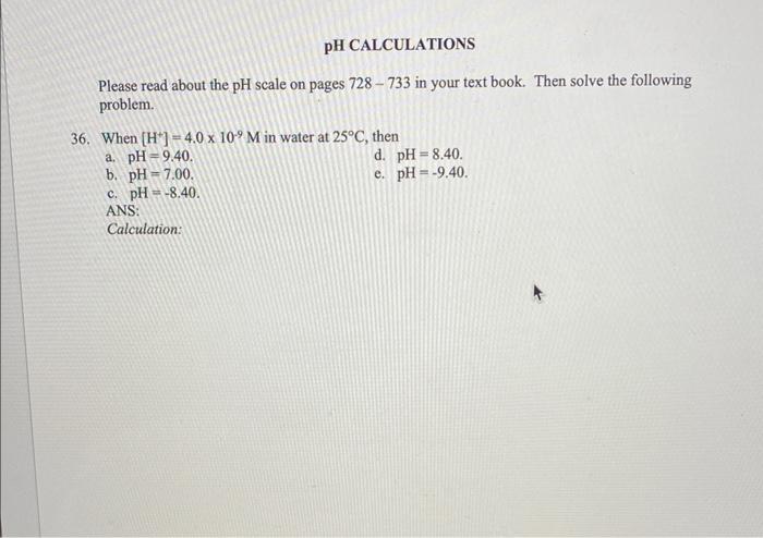 Solved Please read about the pH scale on pages 728−733 in | Chegg.com