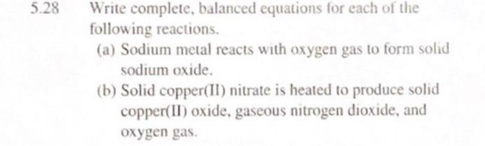 Solved Write complete, balanced equations for each of the | Chegg.com