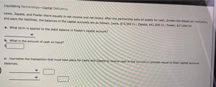 Solved Liquidating Partnerships-Capital Deficiency Lewis, | Chegg.com